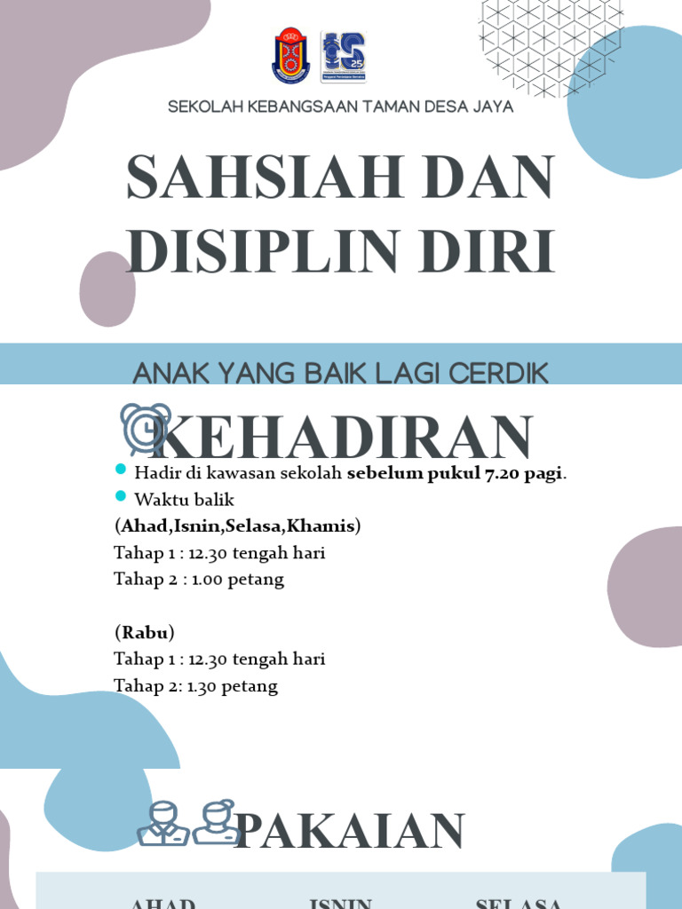 Slaid Program Sahsiah Dan Disiplin Murid SKTDJ | PDF