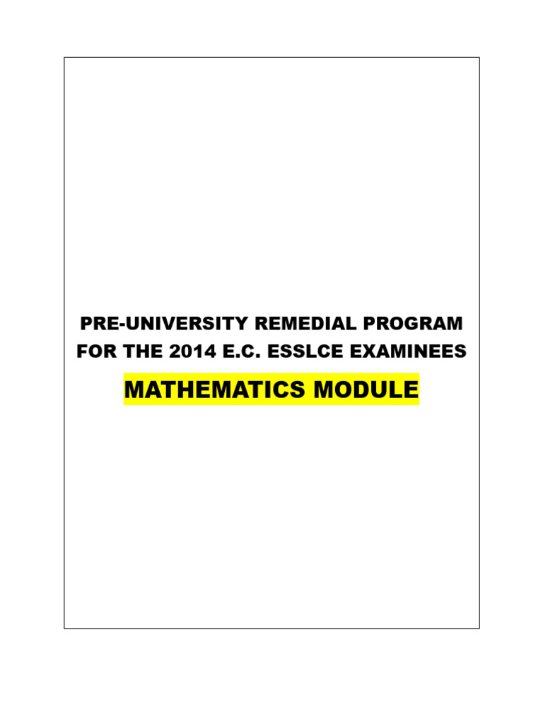 Mathematics Remedial Module | PDF | Equations | System Of Linear Equations