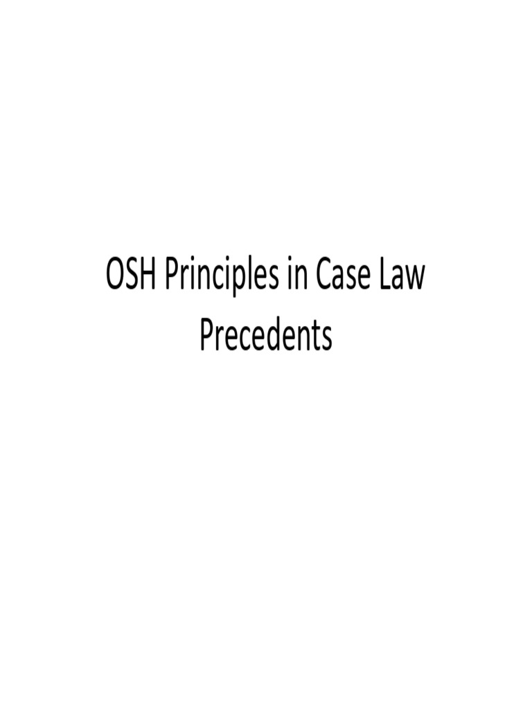 OSH Case Law: Duty of Care Insights | PDF | Occupational Safety And ...