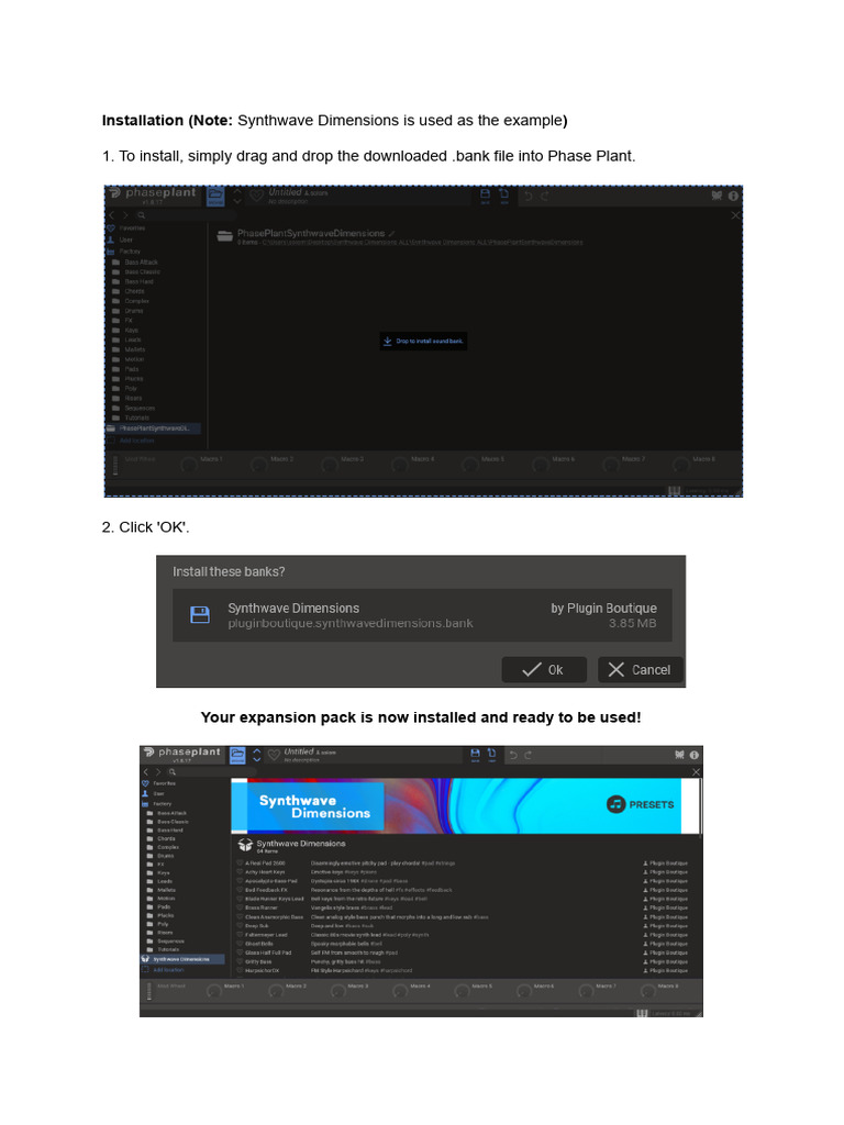 Install Synthwave Dimensions in Phase Plant | PDF