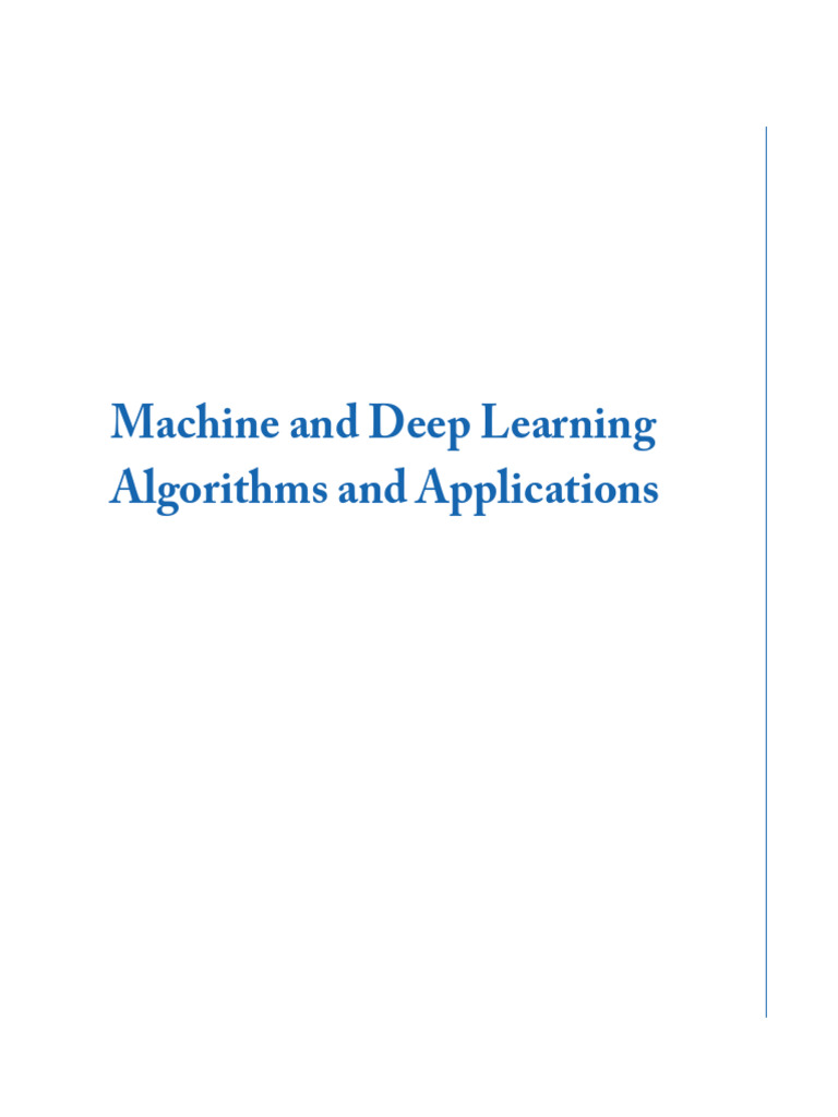 Machine and Deep Learning Algorithms and Applications | PDF | Machine Learning | Deep Learning