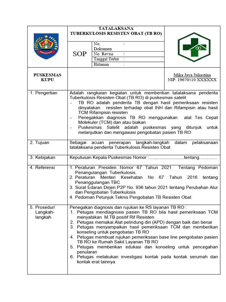 SOP Tatalaksana TB | PDF