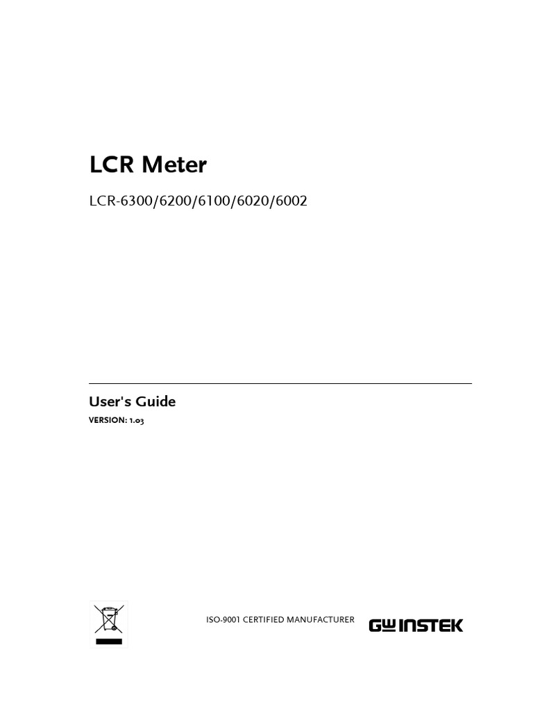 LCR6100 - Gwinstek LCR Meter User Manual | PDF | Electrical Impedance ...