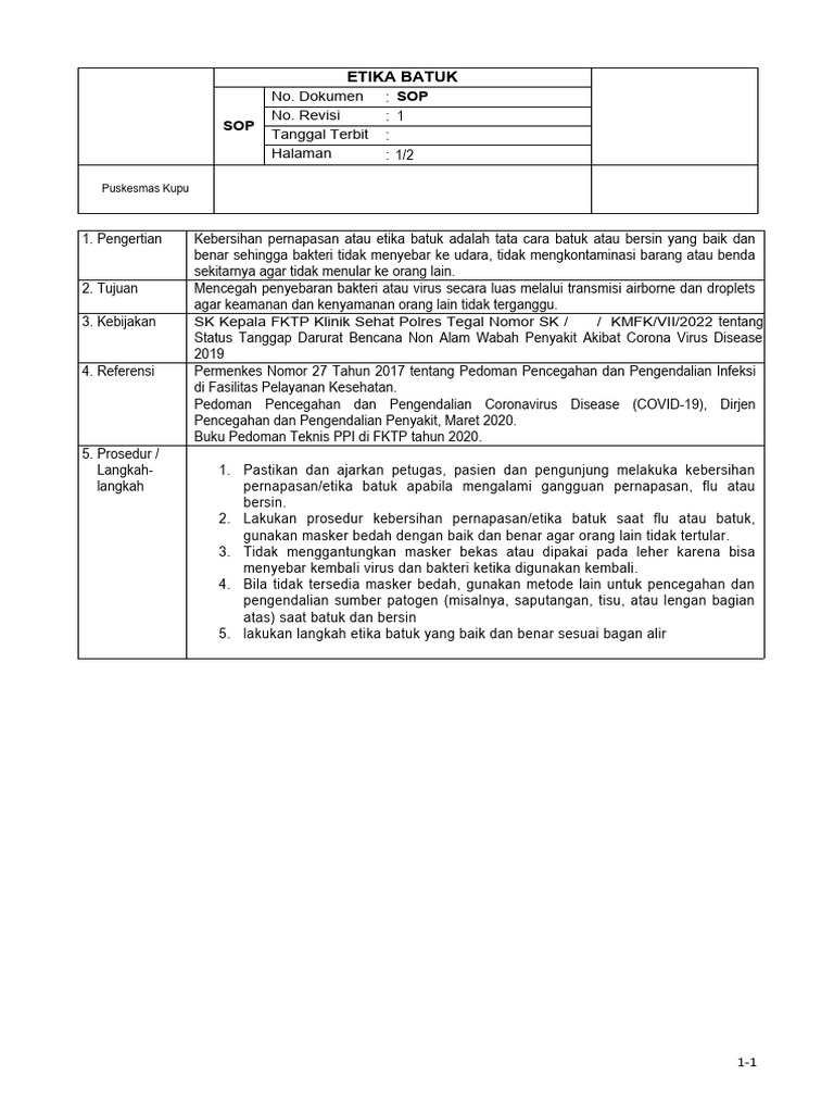 SOP Etika Batuk FIX | PDF