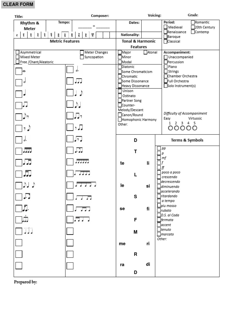 Repertoire Review Form | PDF | Harmony | Composers