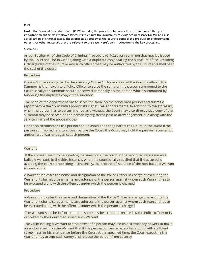 CRPC PPT Matter | PDF | Arrest Warrant | Bail