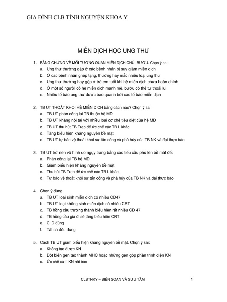 4 - Miễn dịch học ung thư | PDF