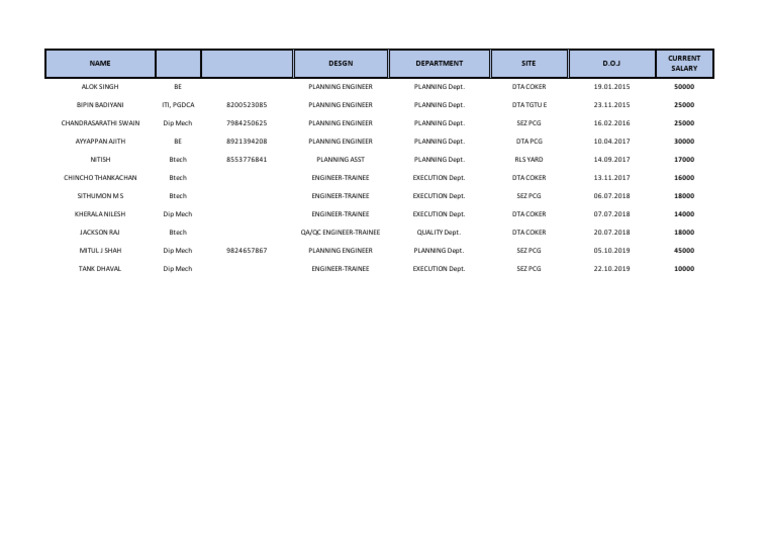 Employee Roles and Salaries | PDF