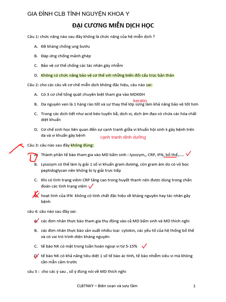 Miễn Dịch Đại Cương Clbtnky | PDF