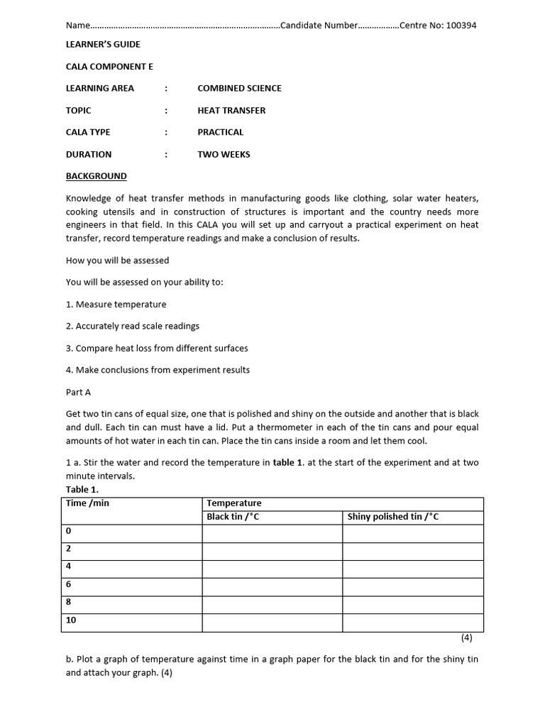 2024 Cala Component e Combined Science Learner Guide | PDF | Temperature | Heat
