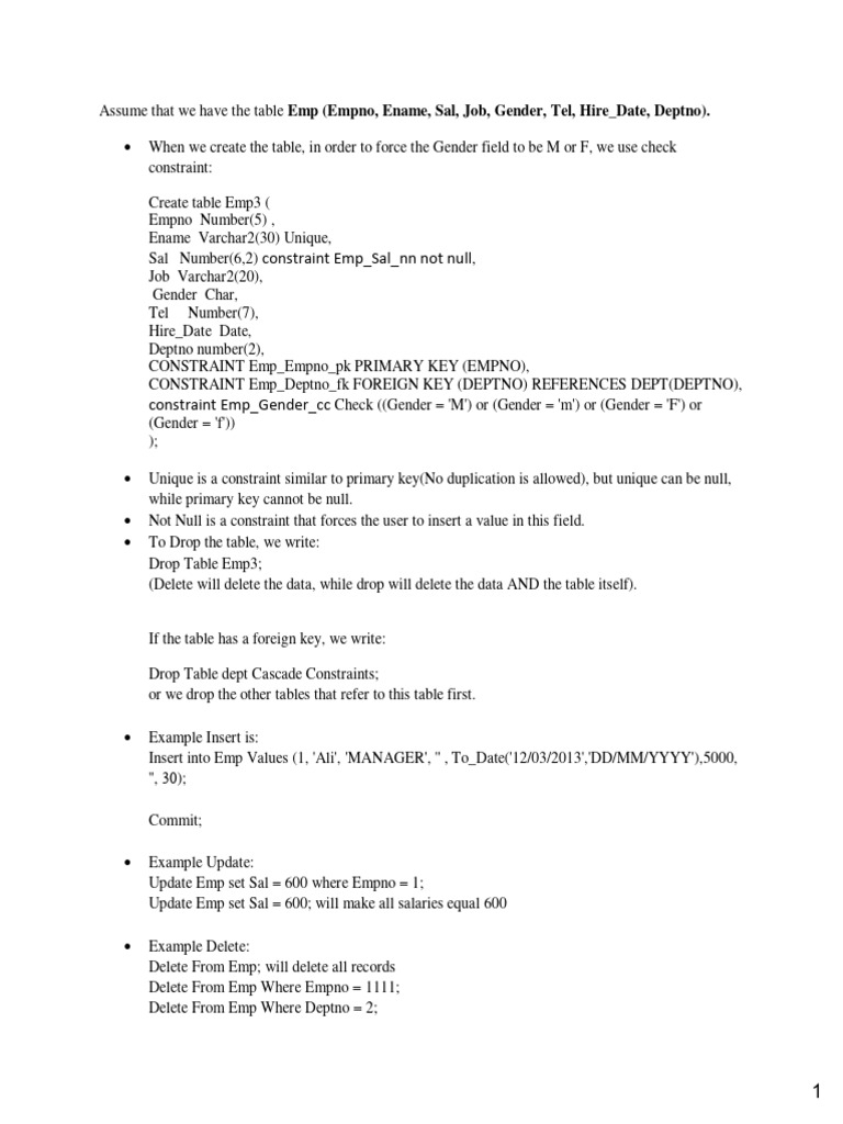 SQL 1 30 | PDF | Table (Database) | Data