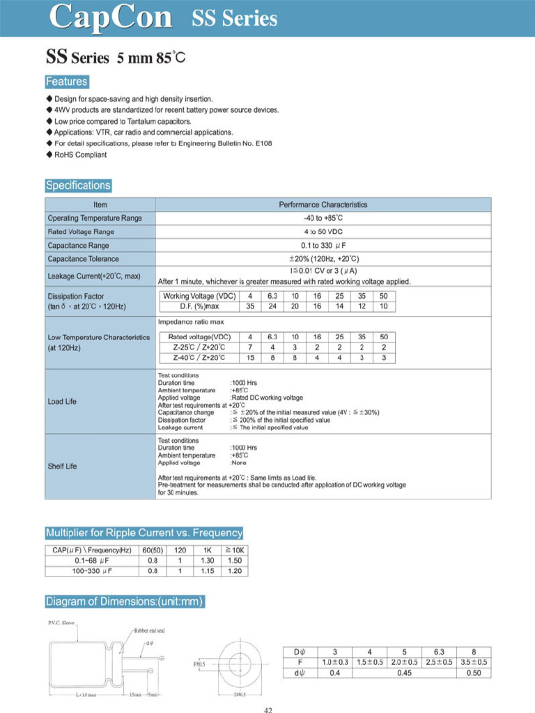 CapCon (Radial Thru-Hole) SS Series | PDF