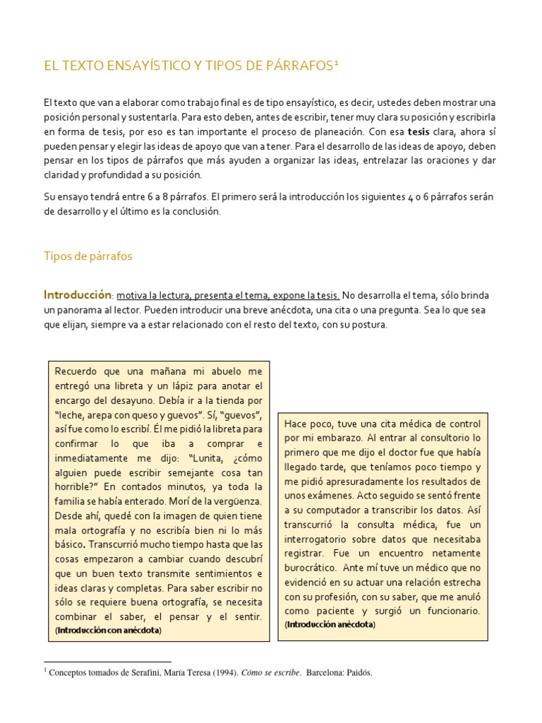 Tipos de Párrafos en Textos Ensayísticos | PDF | Comunicación | Ensayos
