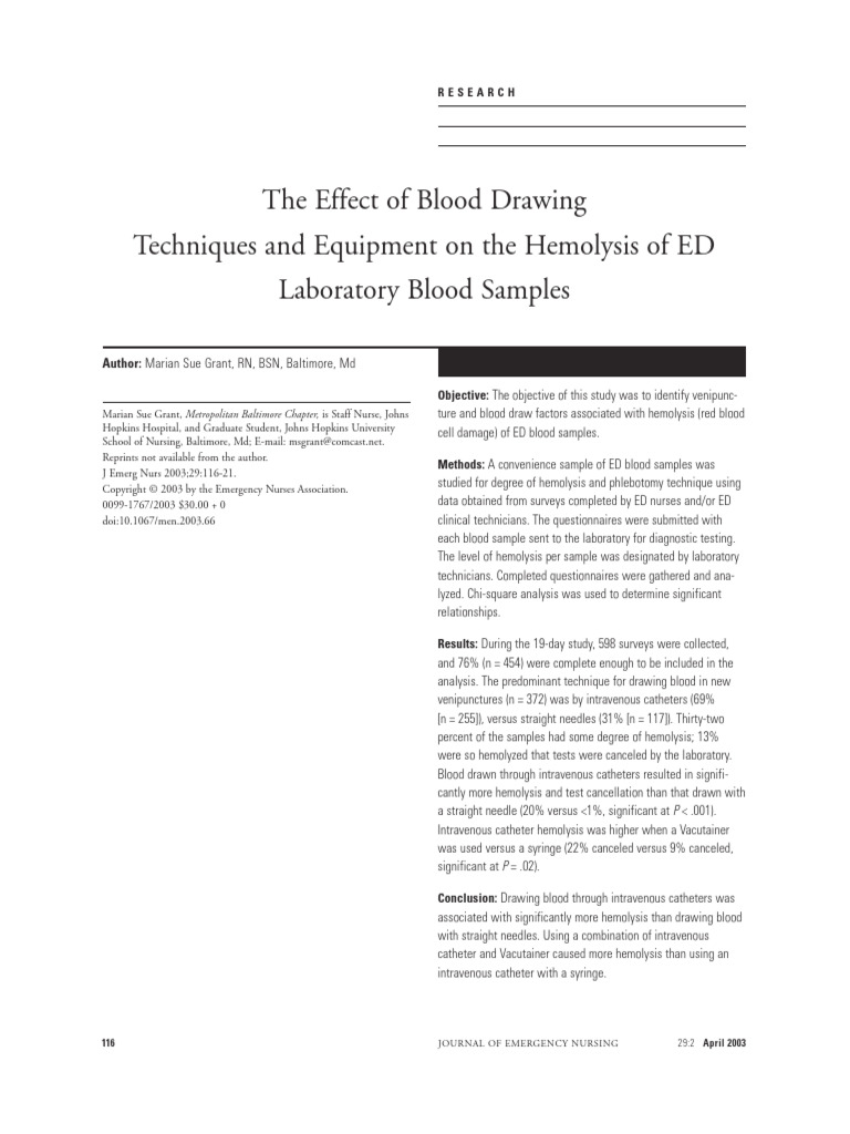 The Effect of Blood Drawing | PDF | Nursing | Health Care