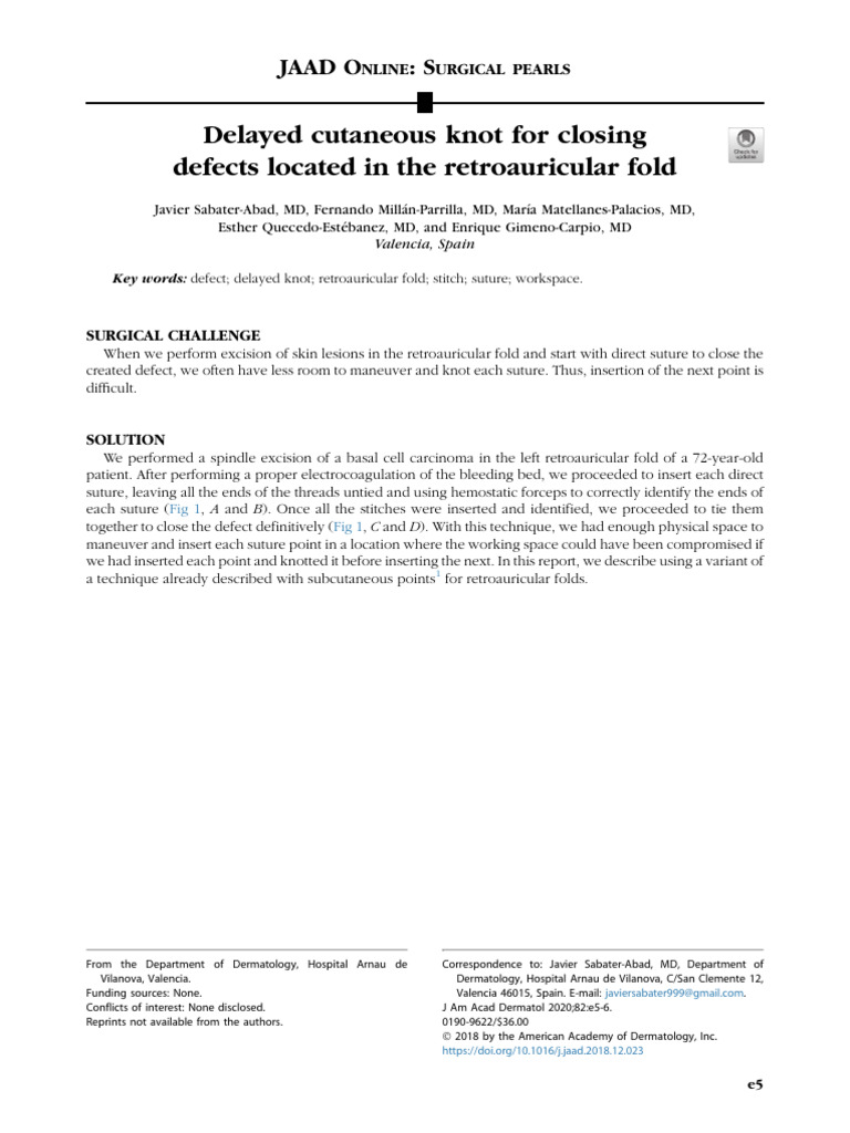 Delayed Cutaneous Knot For Closing Defects L - 2020 - Journal of The ...