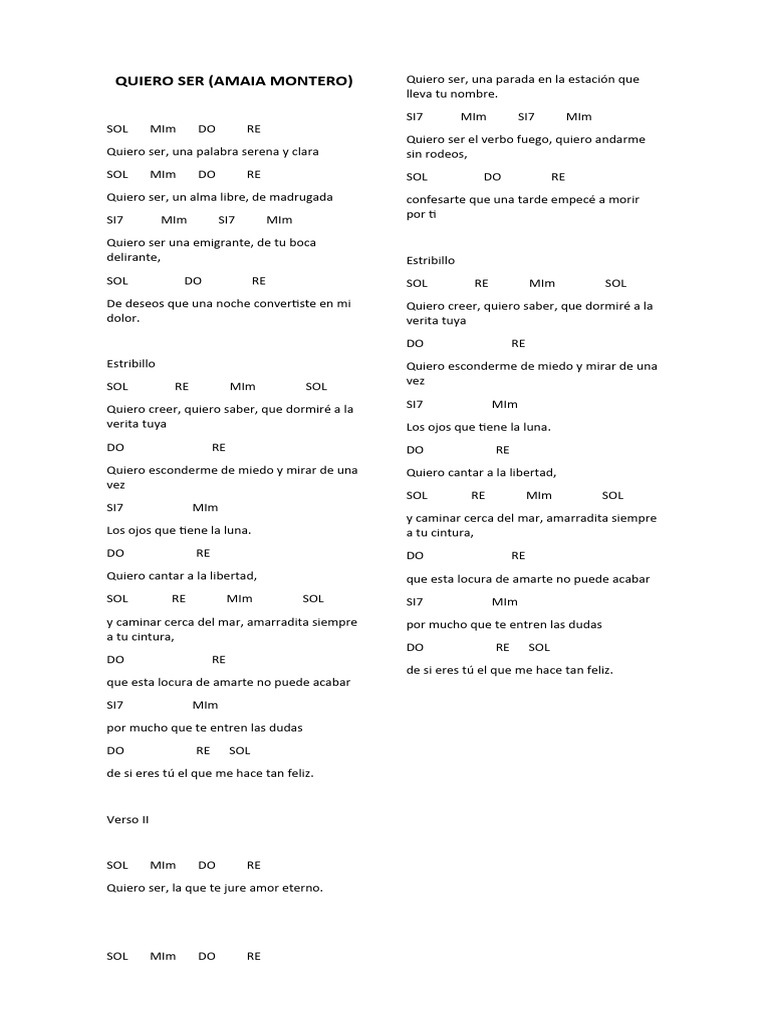 Quiero Ser - Amaia Montero | PDF