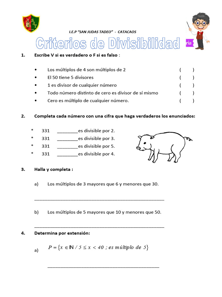 Actividades de Criterios de Divisibilidad para Quinto de Primaria | PDF