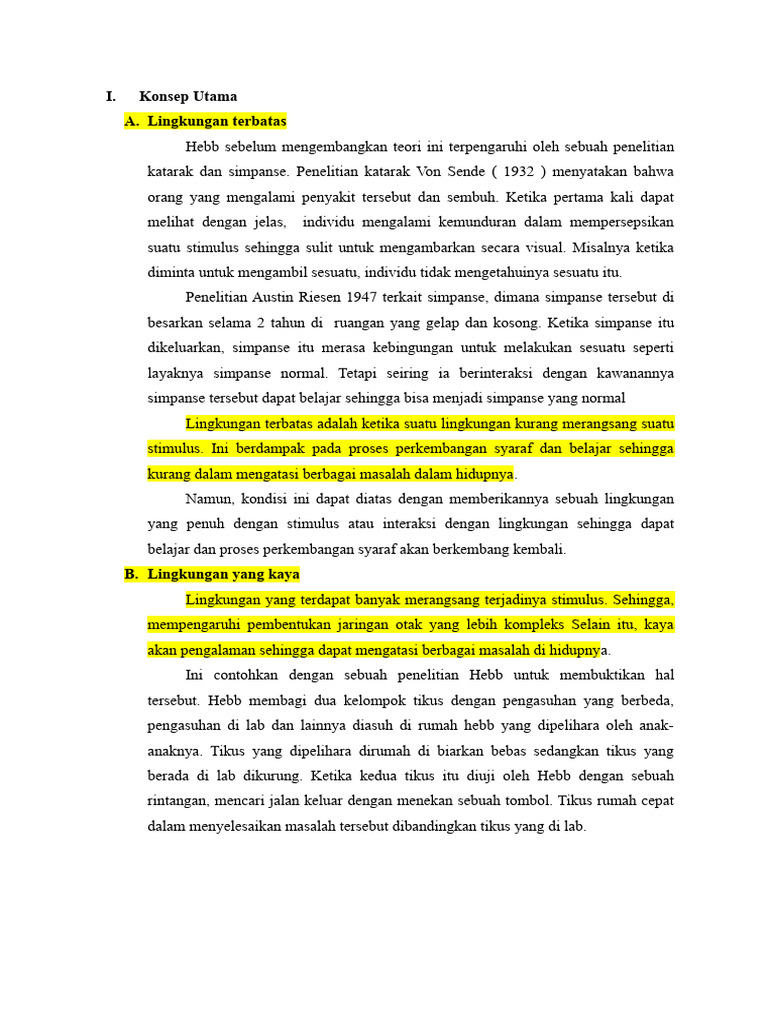 Konsep Utama Donald Hebb | PDF