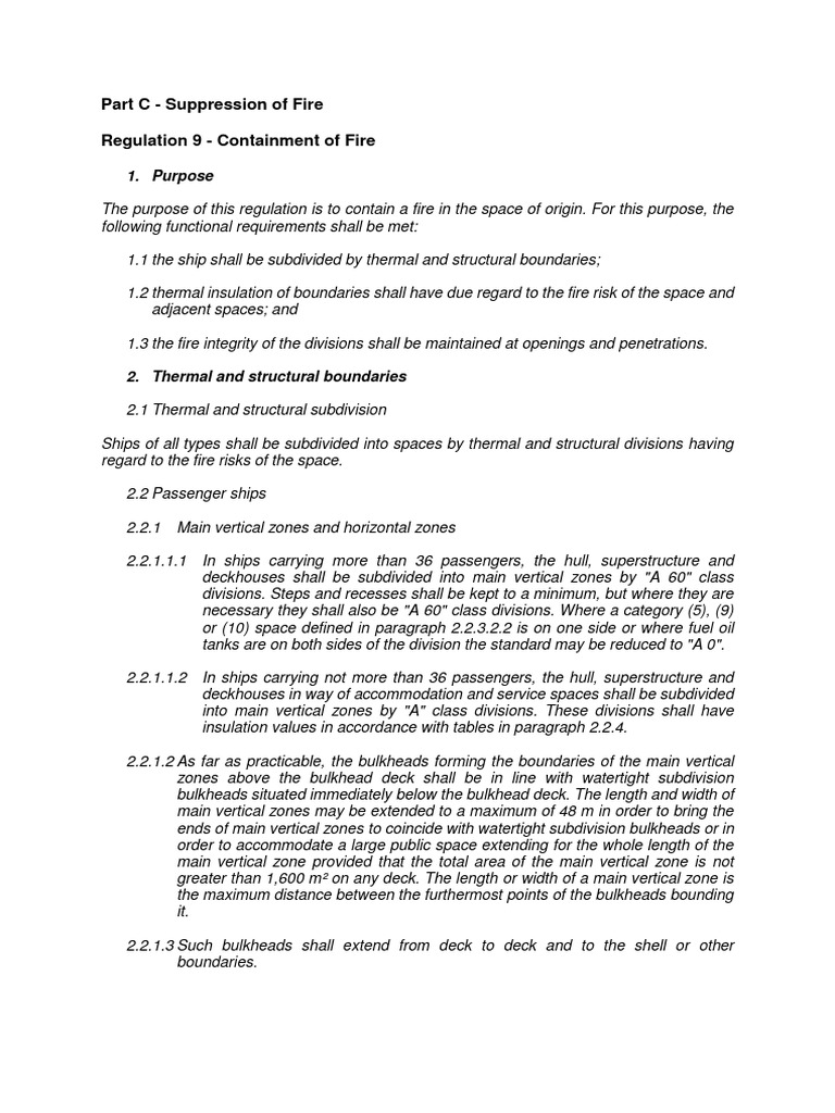 Regulation 9 Containment of Fire 1711837228 | PDF | Marine Propulsion ...