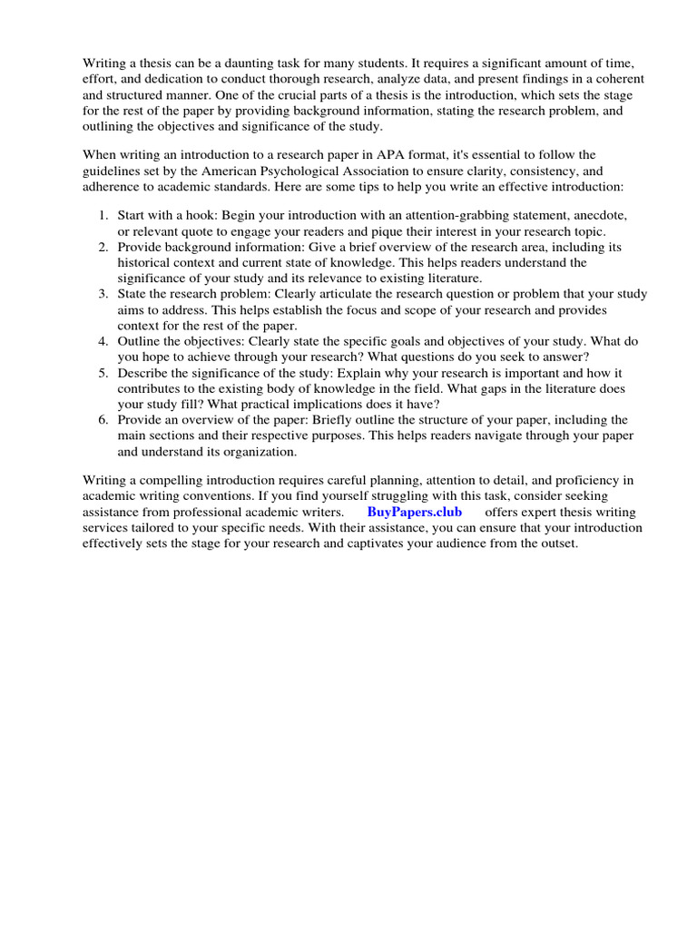 How To Write An Introduction To A Research Paper Apa | PDF | Apa Style ...