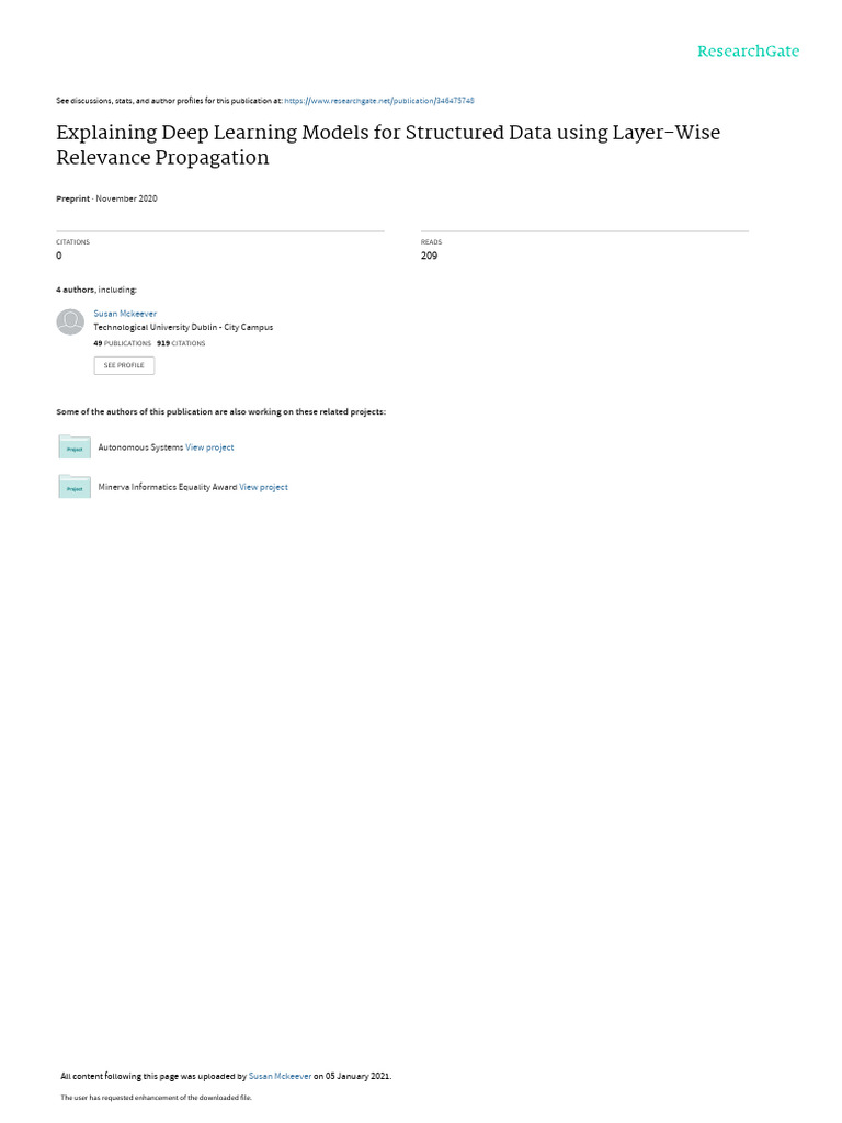 Explainingdeeplearningmodelsforstructuredatausing Layer Wise Relevance Propogationpreprint | PDF ...
