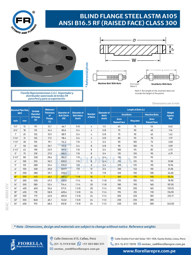 Brida Ciega Clase 300 | Download Free PDF | Screw | Mechanical Engineering