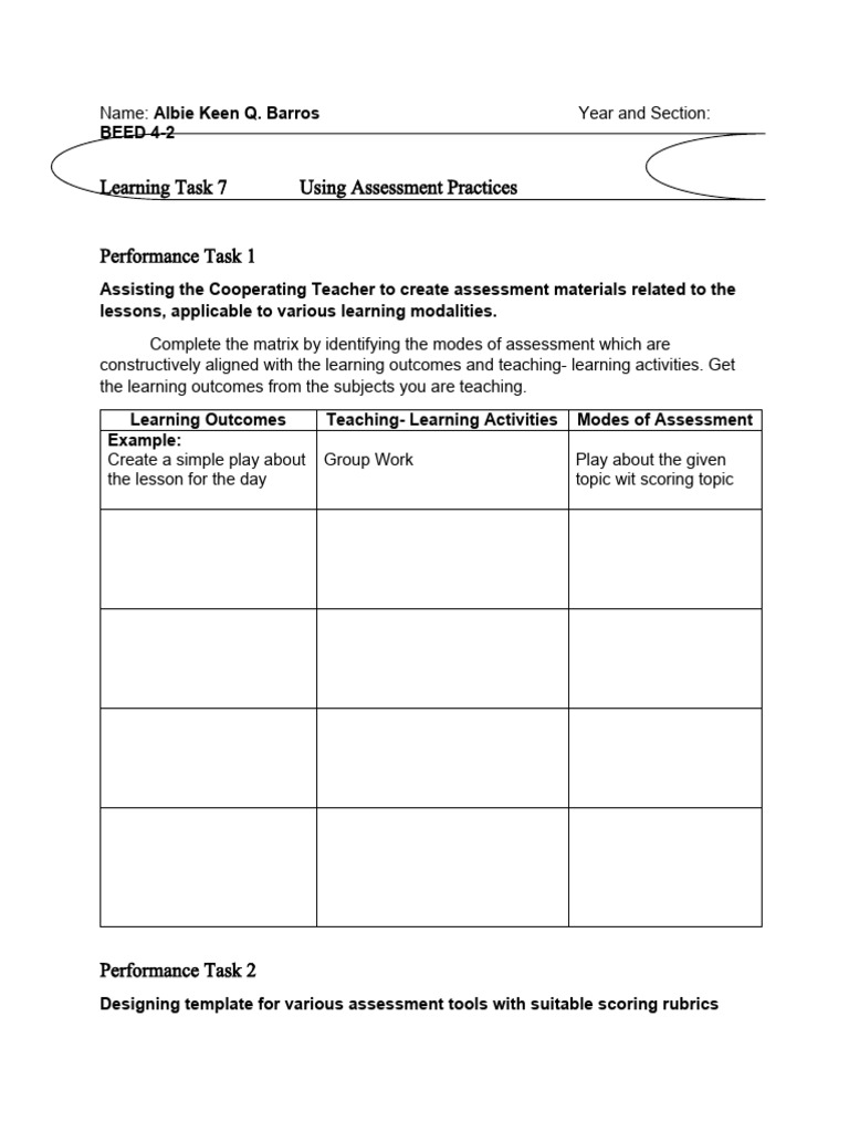 TI Learning Task 7 | PDF | Educational Assessment | Rubric (Academic)