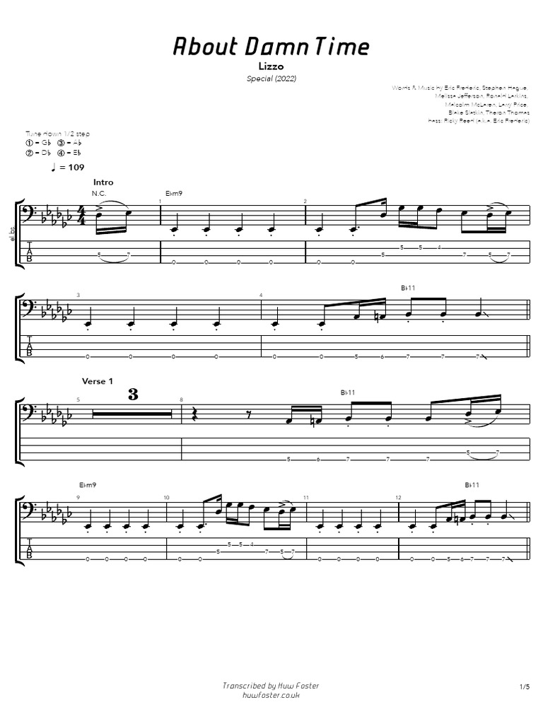 About Damn Time Tab | PDF