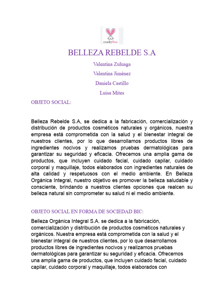 Belleza Rebelde: Cosméticos Orgánicos y Inclusión | PDF | Business ...