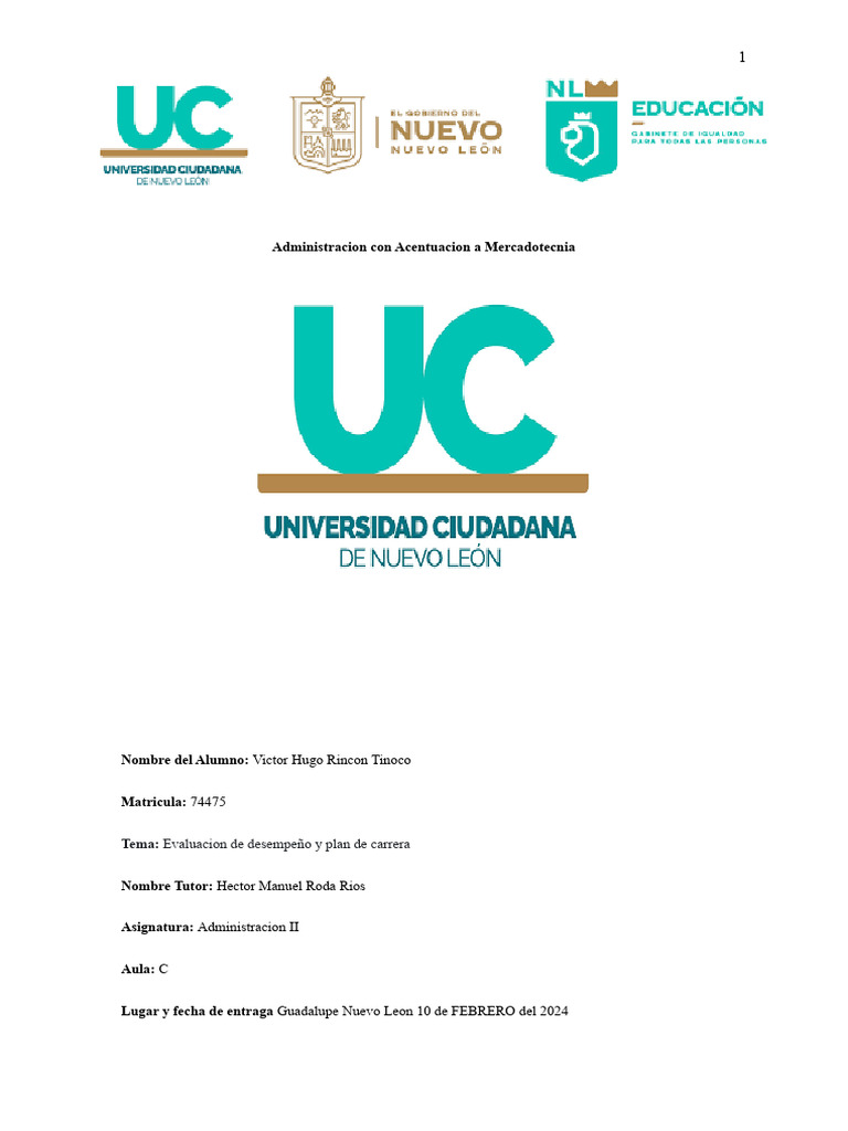 Tarea Sem3 - C - 74475 - Victor Hugo Rincon Tinoco | PDF | Evaluación | Business