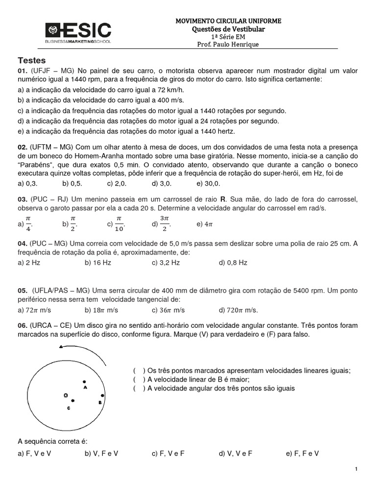 MCU - Exercicios e AP1 | PDF | Engrenagem | Frequência