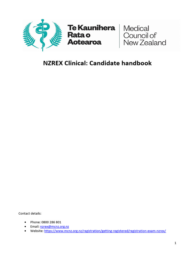 NZREX Clinical Candidate Handbook 2024 | PDF | Physical Examination ...