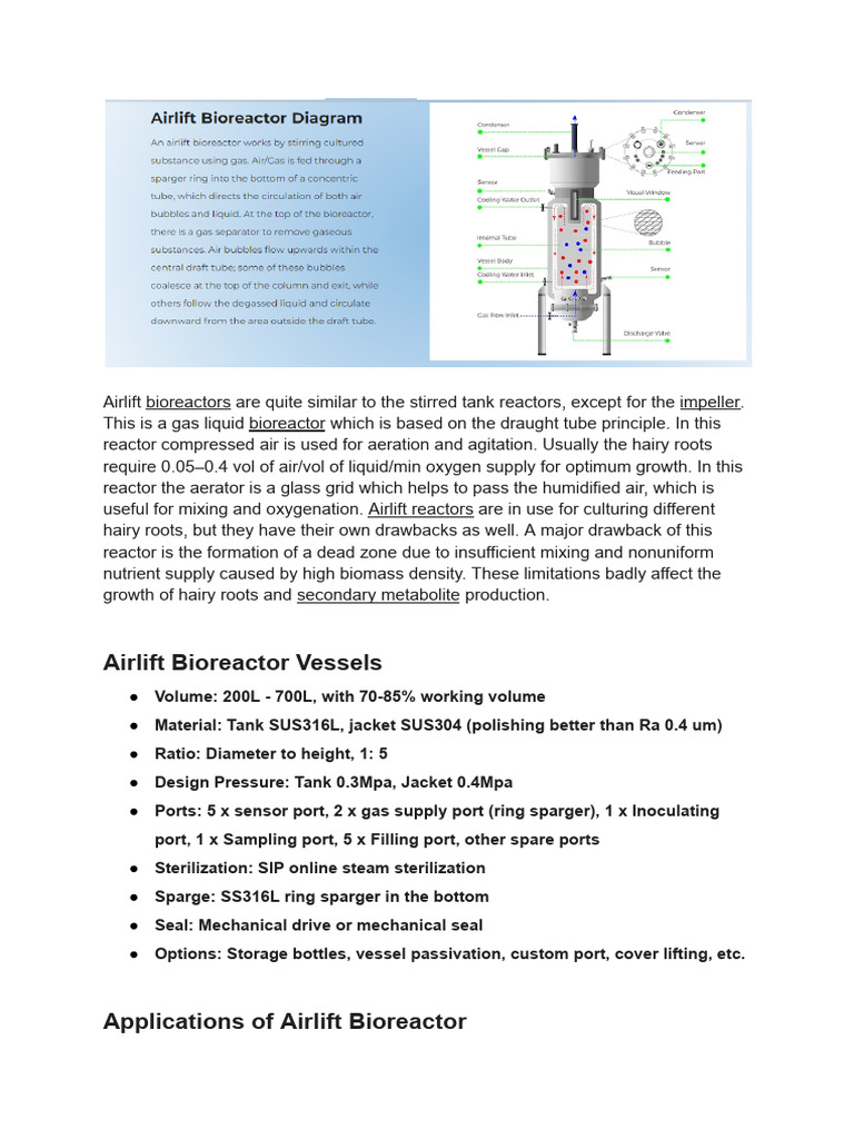 Overview of Airlift Bioreactors | PDF | Process Engineering | Chemistry