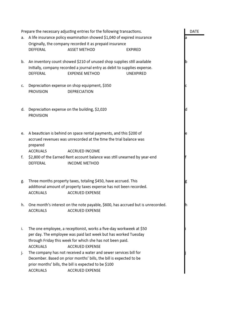 Adjusting Entries Discussion Problems | PDF | Expense | Debits And Credits