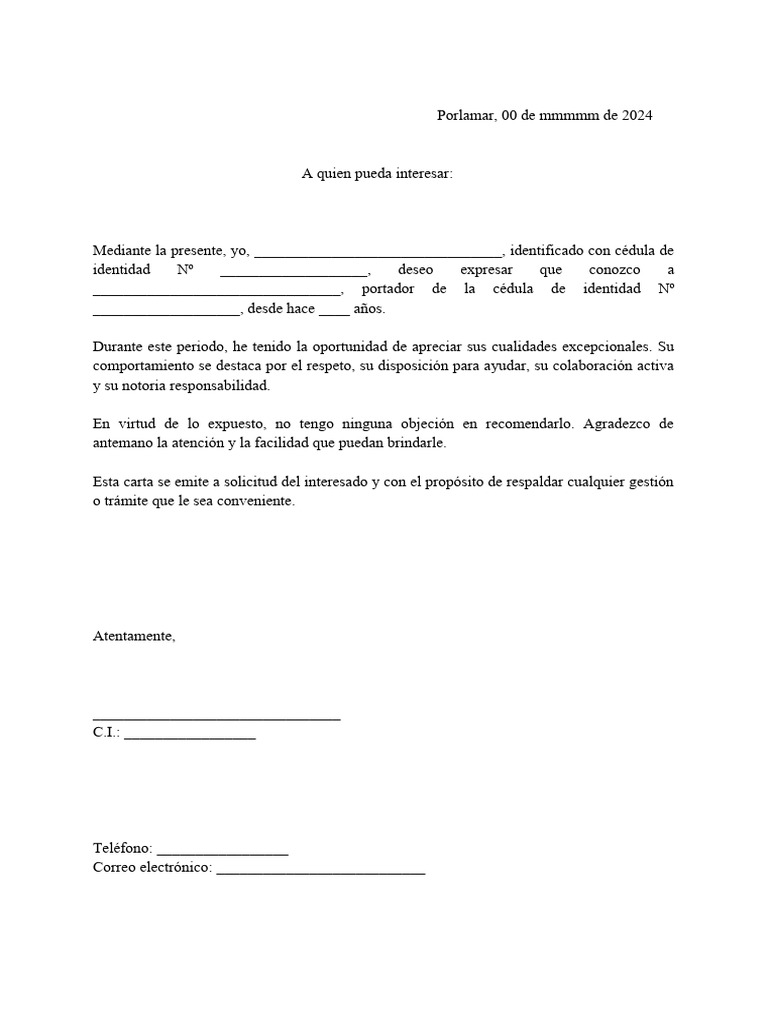 Editable Referencia Personal para Descargar | PDF