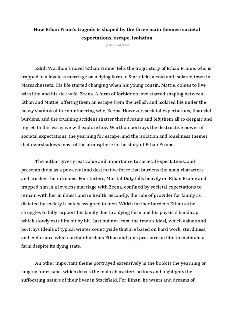 Ethan Frome Essay by MHD DLL | PDF | Ethan Frome | Social Psychology