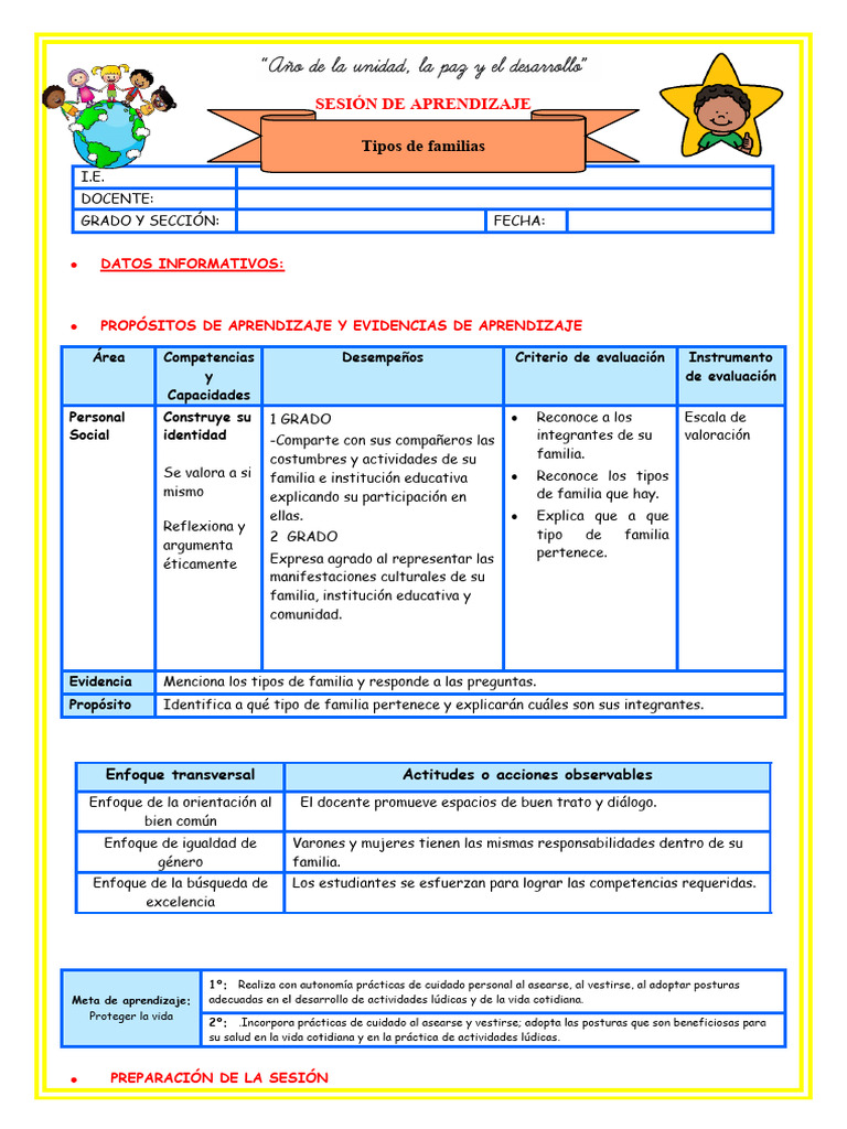 Iii E3 S3 Sesion D1 PS Tipos de Familia | PDF | Evaluación | Aprendizaje