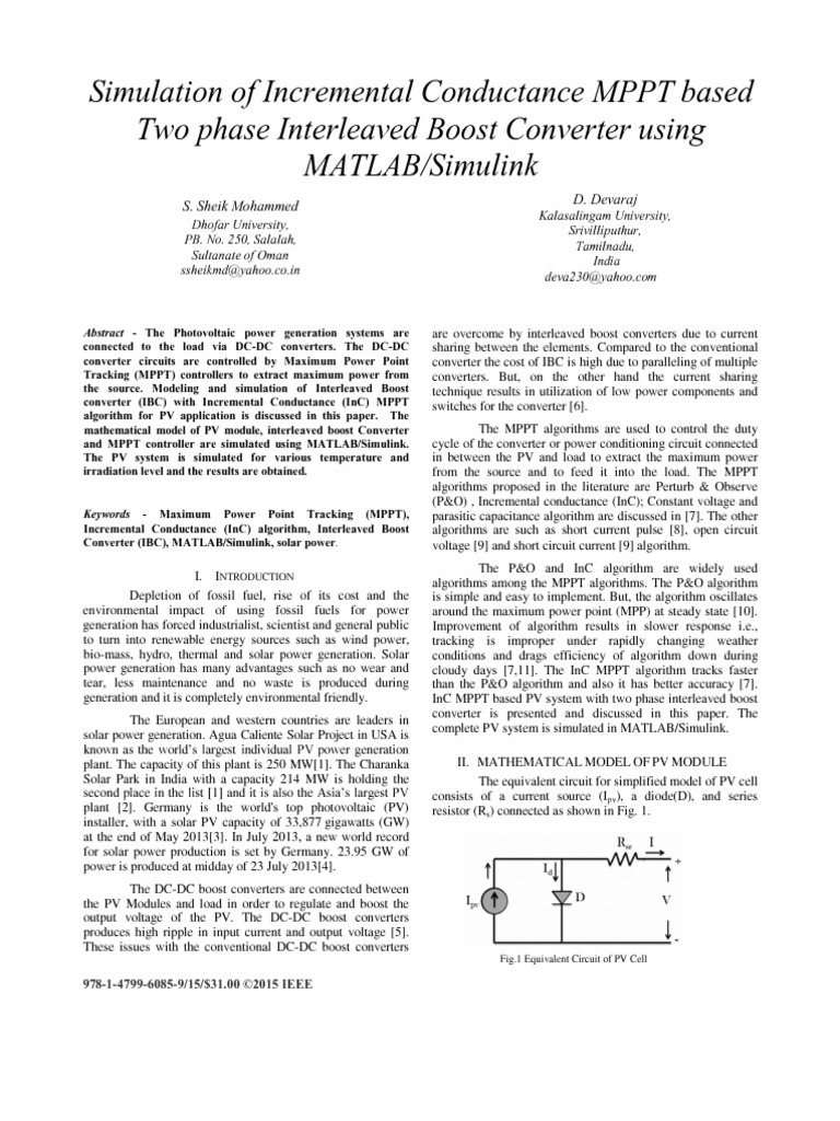 Inc Mppt Algorithm Pdf Photovoltaics Solar Power 