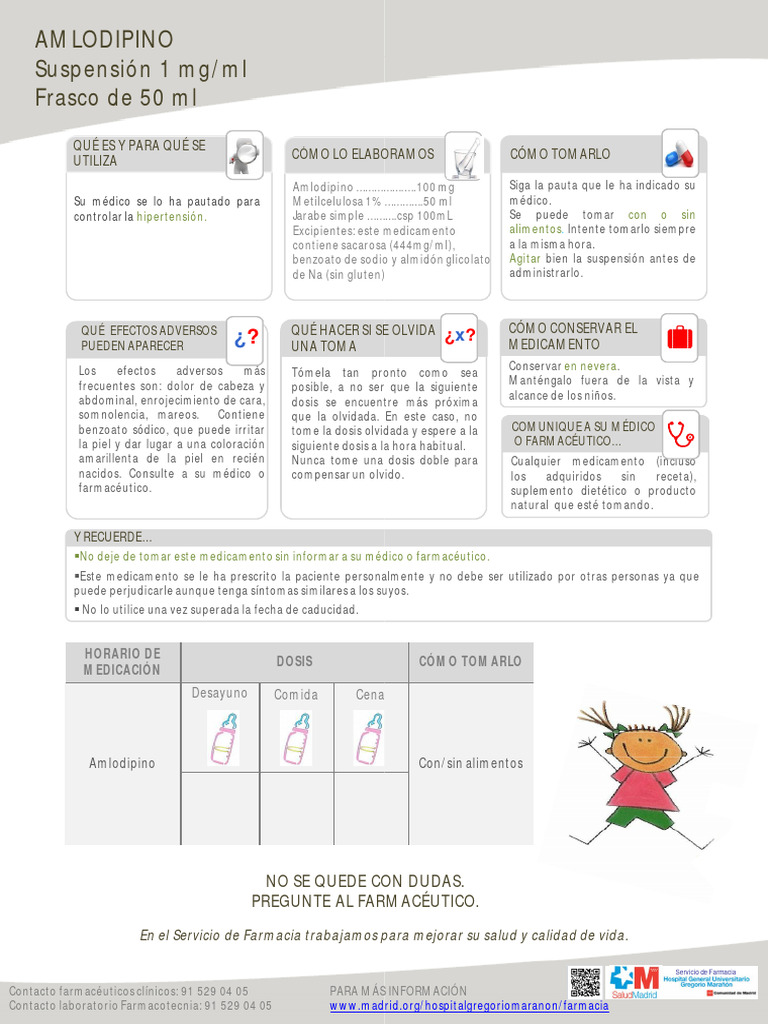 Amlodipino (F - Rmula Magistral Pediatr - A) | PDF | Medicamentos con receta | Farmacéutico