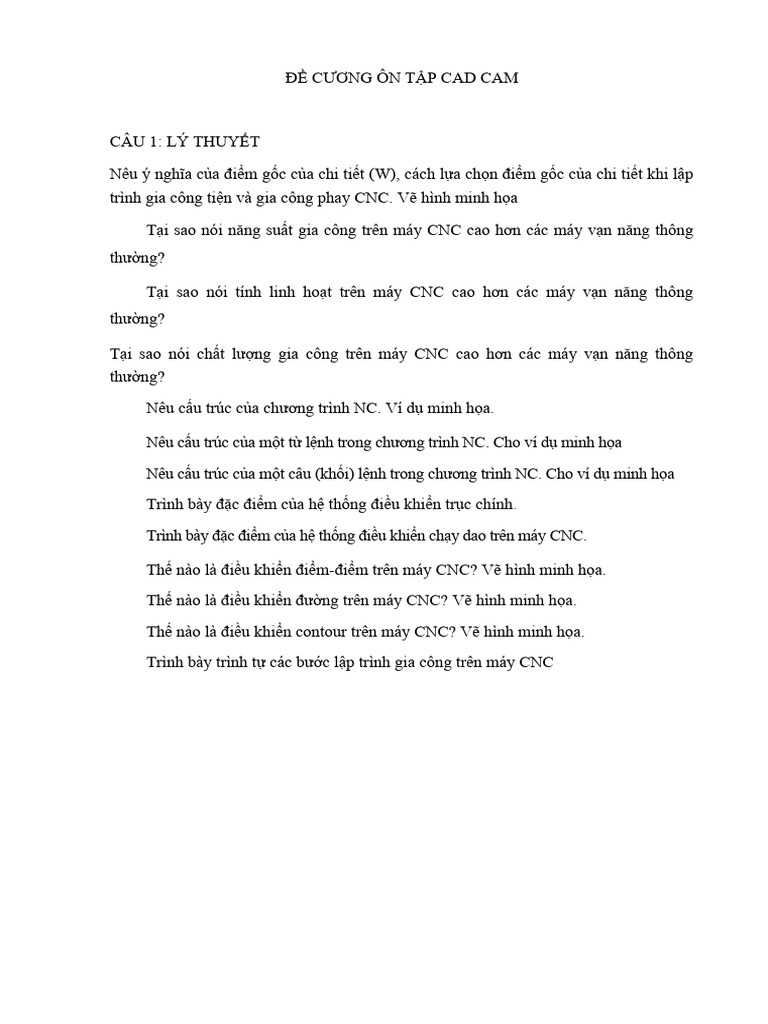 Đề Cương Ôn Tập Cad Cam | PDF