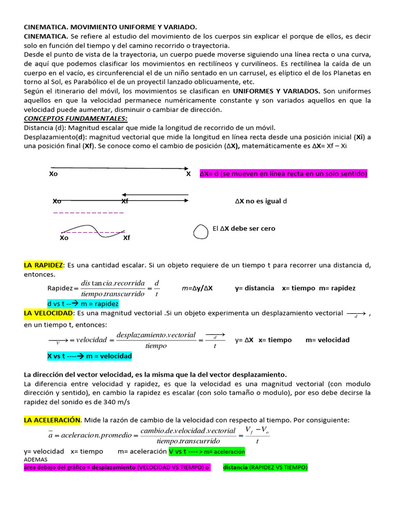 Cinematica Teoria | PDF | Velocidad | Cinemática