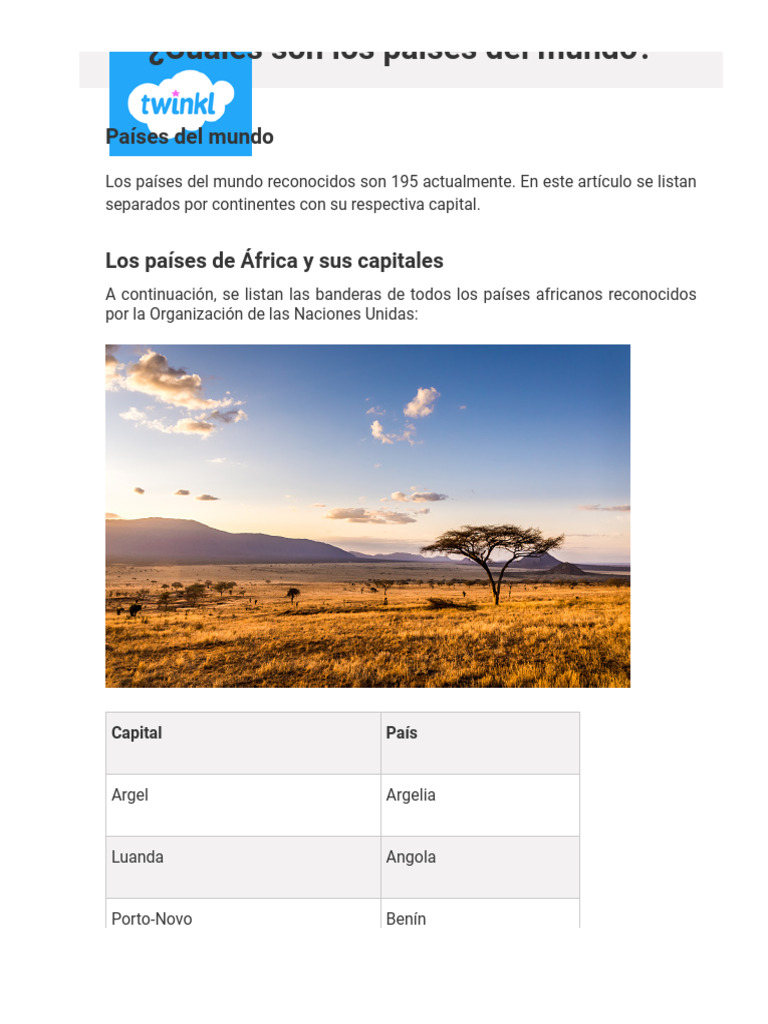 Países Del Mundo y Sus Capitales - Twinkl Wiki - Twinkl | PDF | Asia ...