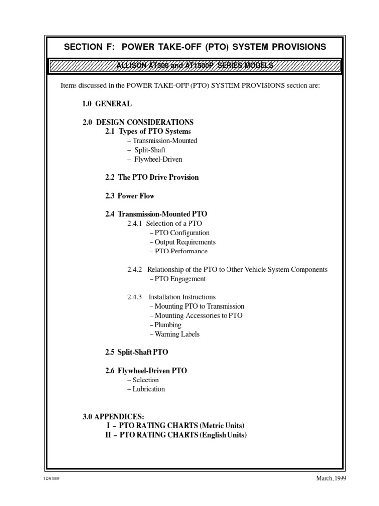 Power Take-Off (Pto) System Provisions | PDF | Gear | Manual Transmission