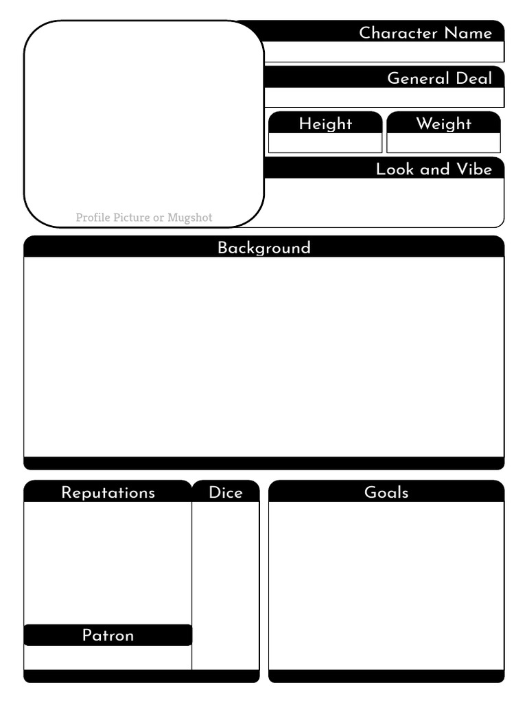 A5 Character Sheet | PDF