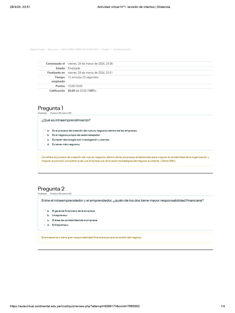 Actividad Virtual N°1 - INTRAPRENIURSHIP | PDF | Iniciativa empresarial | Negocios económicos