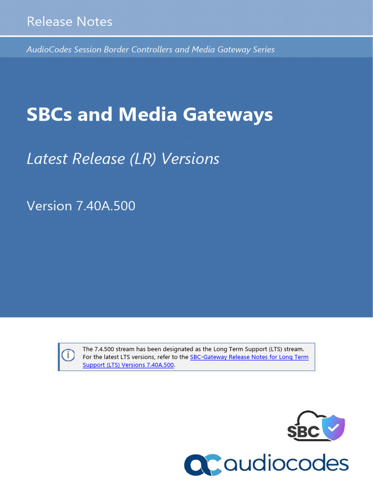 SBC Gateway Release Notes For Latest Release LR Versions 7 4 | PDF ...
