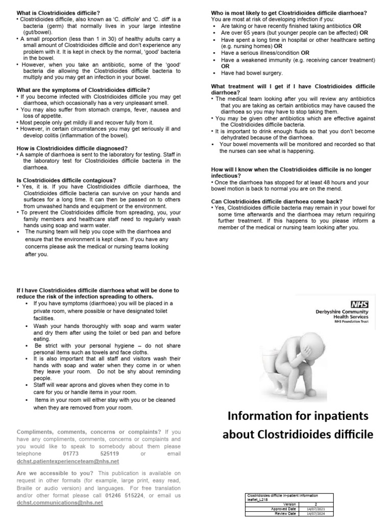 LB218 Information For Inpatients About Clostridioides Difficile | PDF ...