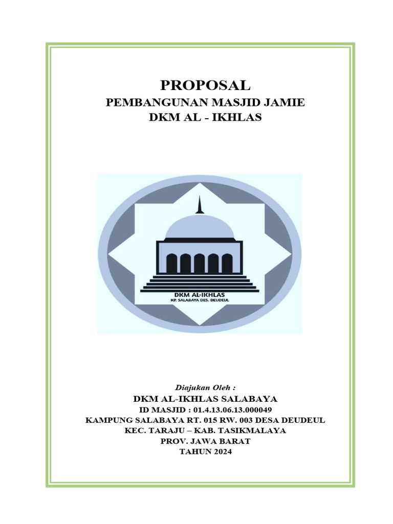 Proposal Pembangunan Masjid Al-Ikhlas | PDF