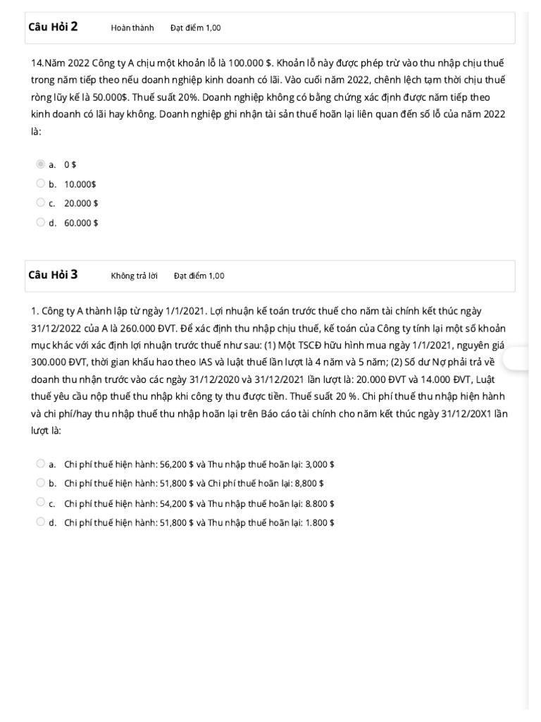 IAS 12 - Cau Hoi - 1 | PDF