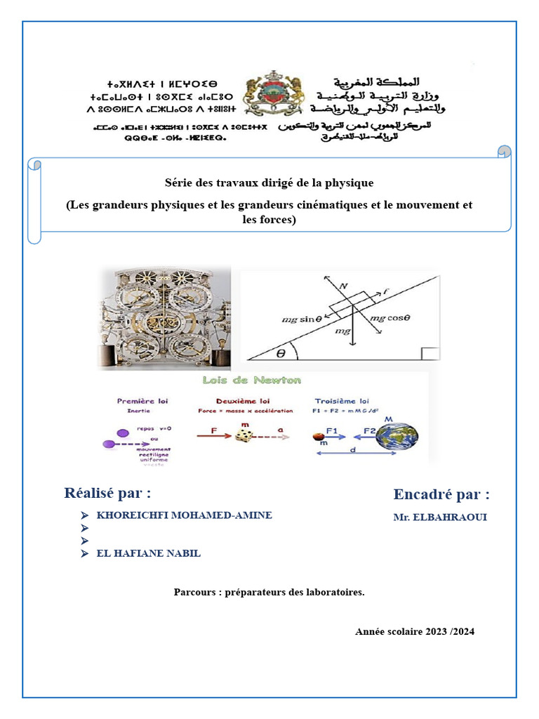Travaux Dirigés de Physique Mécanique | PDF | Scalaire (mathématiques ...